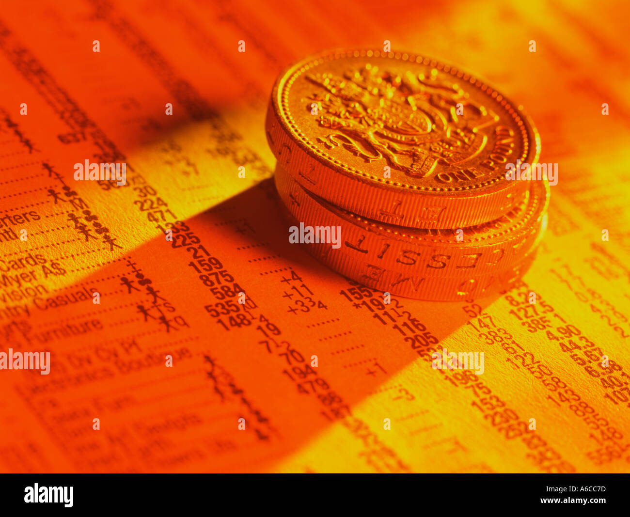 Newspaper page of stock prices and coins Stock Photo - Alamy