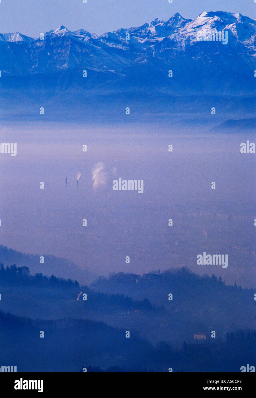 Aerial view factory chimney emitting hi-res stock photography and ...