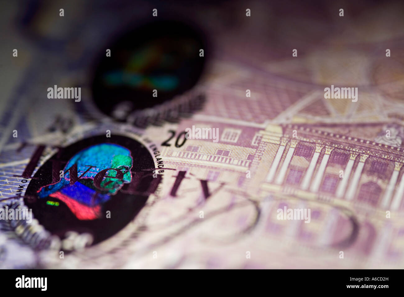 Hologram on new twenty pound note featuring Adam Smith Stock Photo - Alamy