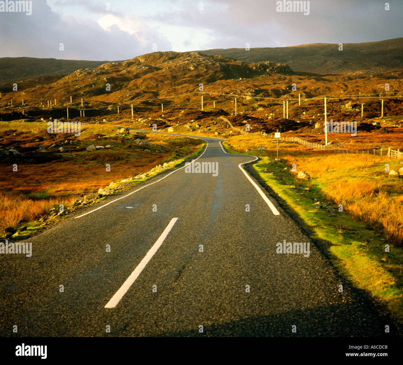 Main road crossing the Isle of Harris Outer Hebrides Scotland Stock ...