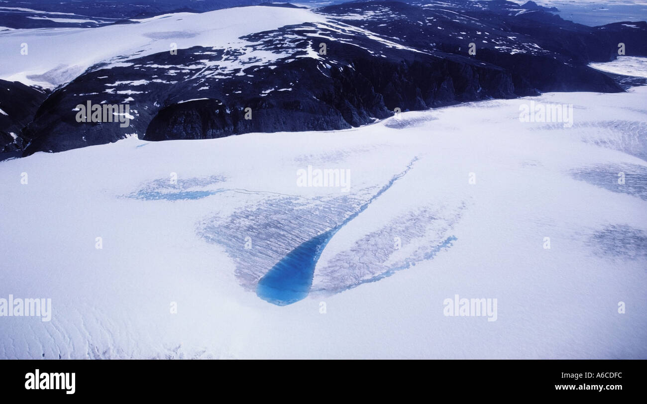 Melt lake on surface of the Pituffik Glacier Thule Greenland Stock ...
