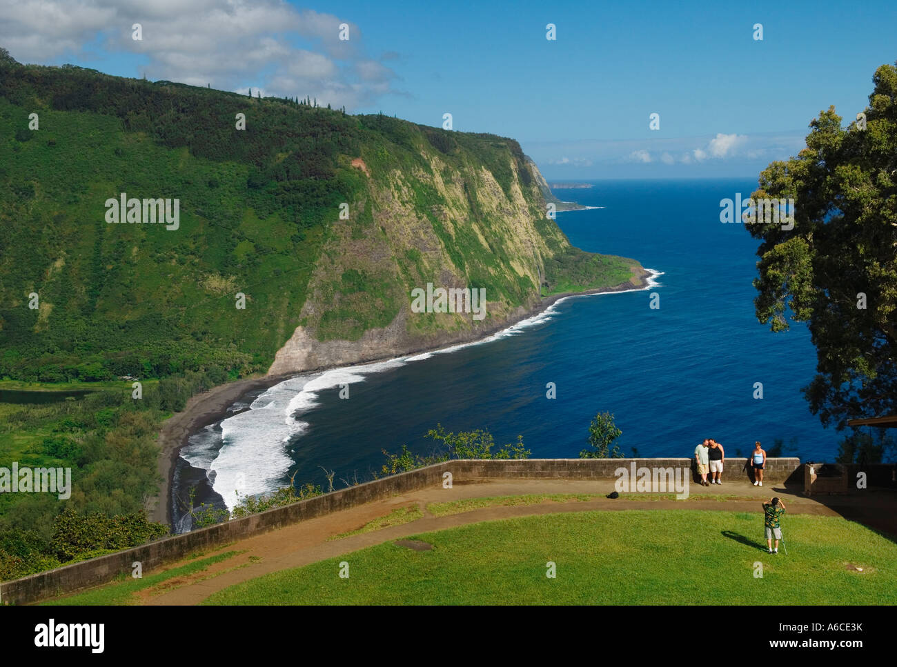 Visitors at Waipio Valley Lookout Hamakua Coast Island of Hawaii Stock ...