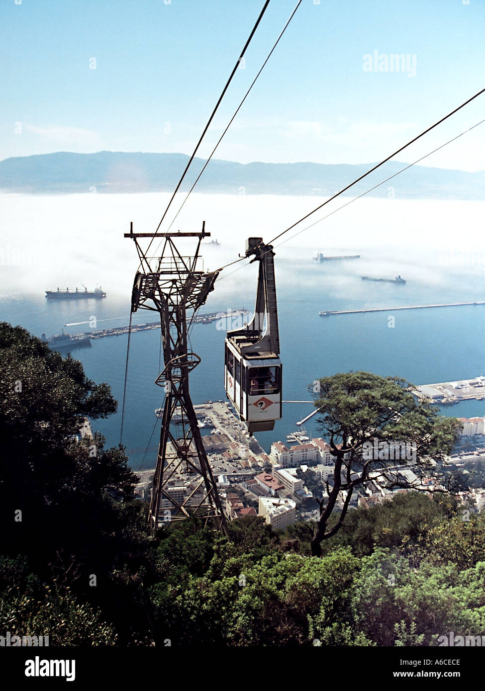 gibraltar cablecar ascending summit Stock Photo - Alamy