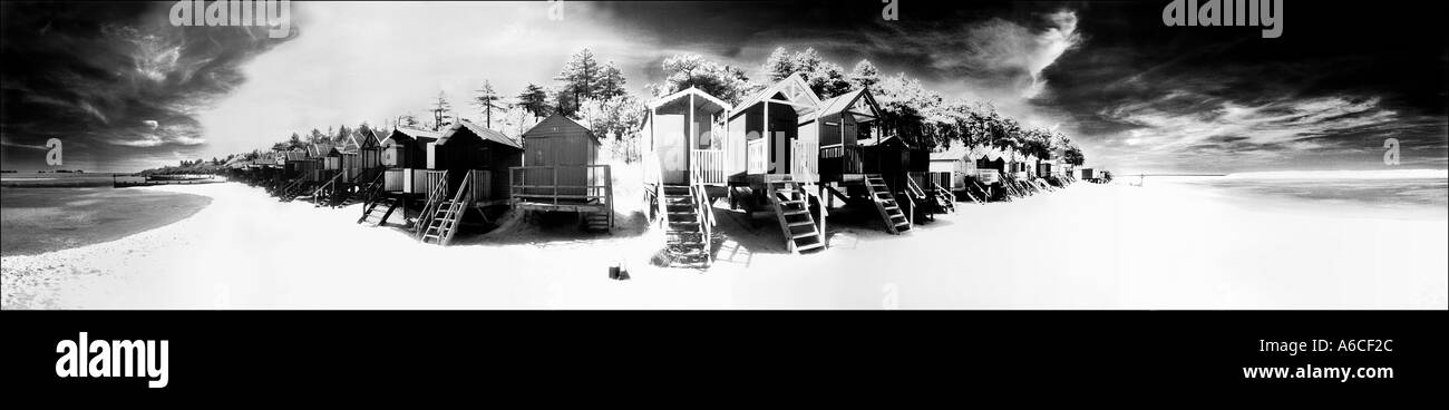 Beach huts on summer Black and White Stock Photos & Images - Alamy