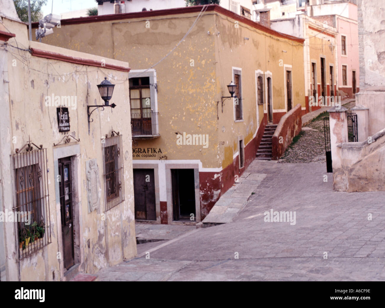 Spanish colonial buidings in the old silver mining town of Guanajuato ...
