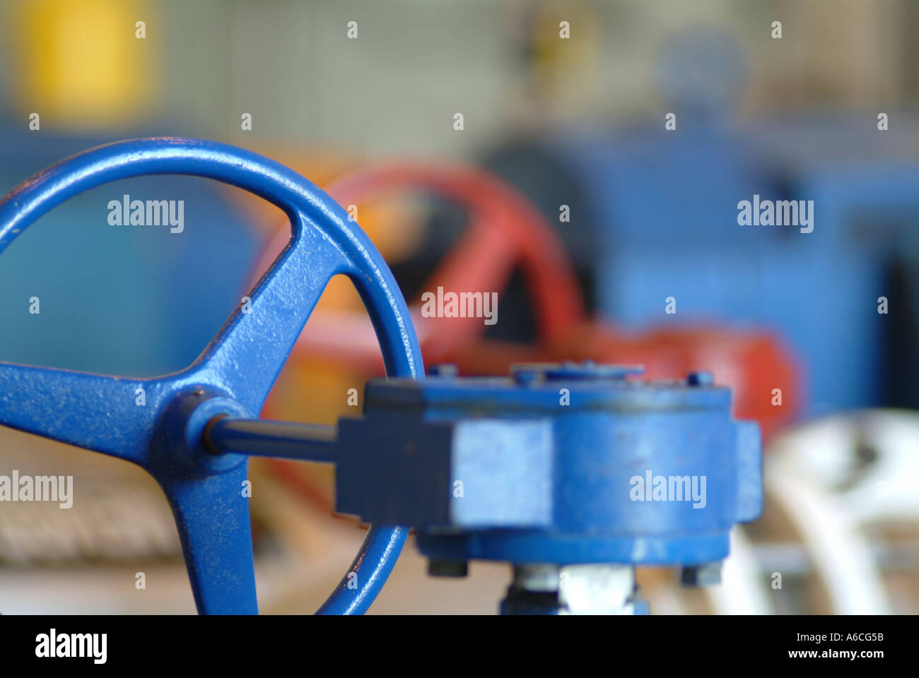 water treatment plant facility equipment control valve wheel Stock ...