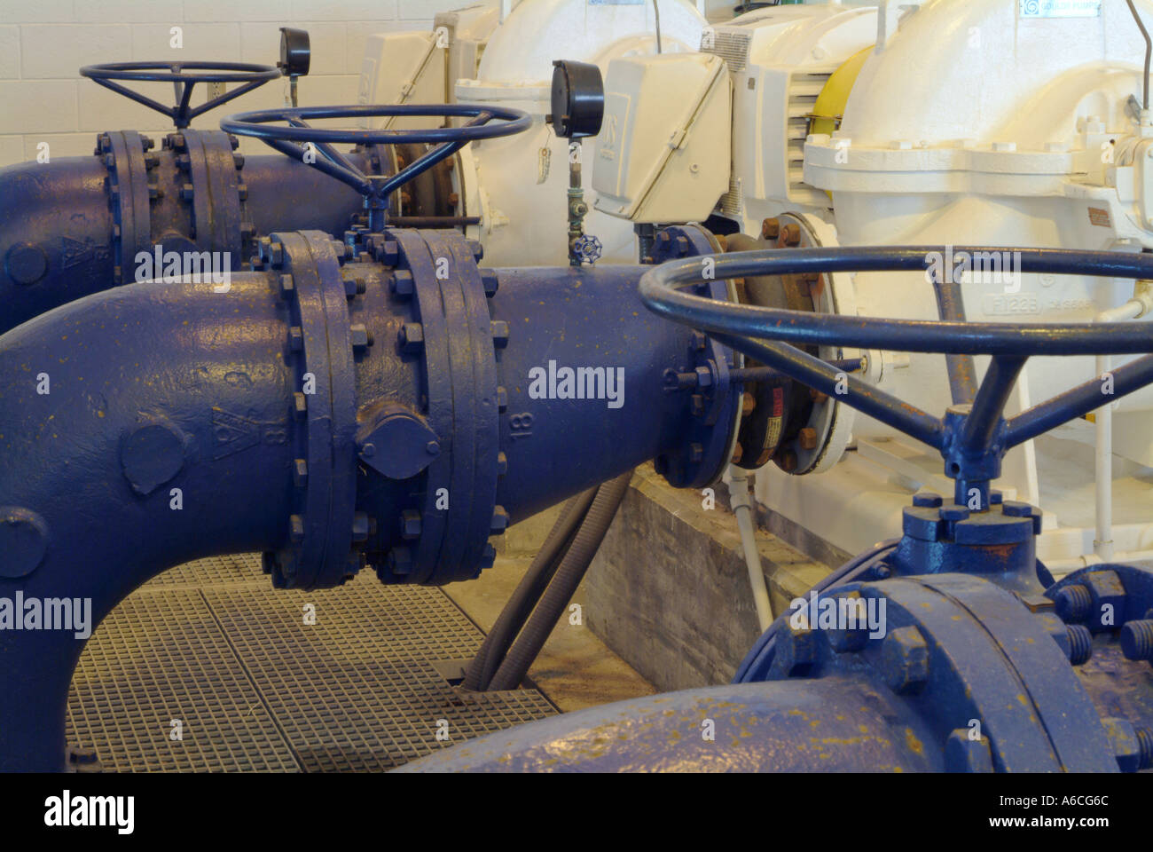 water treatment plant facility equipment control valve wheel Stock ...