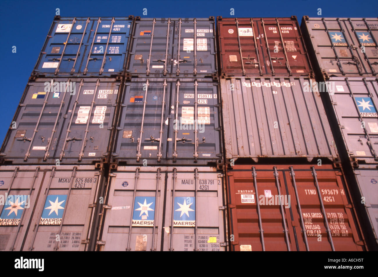 Stack of containers at freight terminal Istanbul Turkey Stock Photo - Alamy