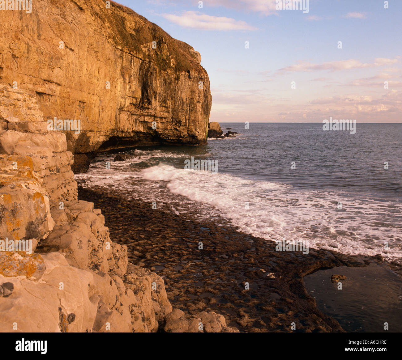 Dancing Ledge on the rocky Dorset coastline on the Isle of Purbeck ...