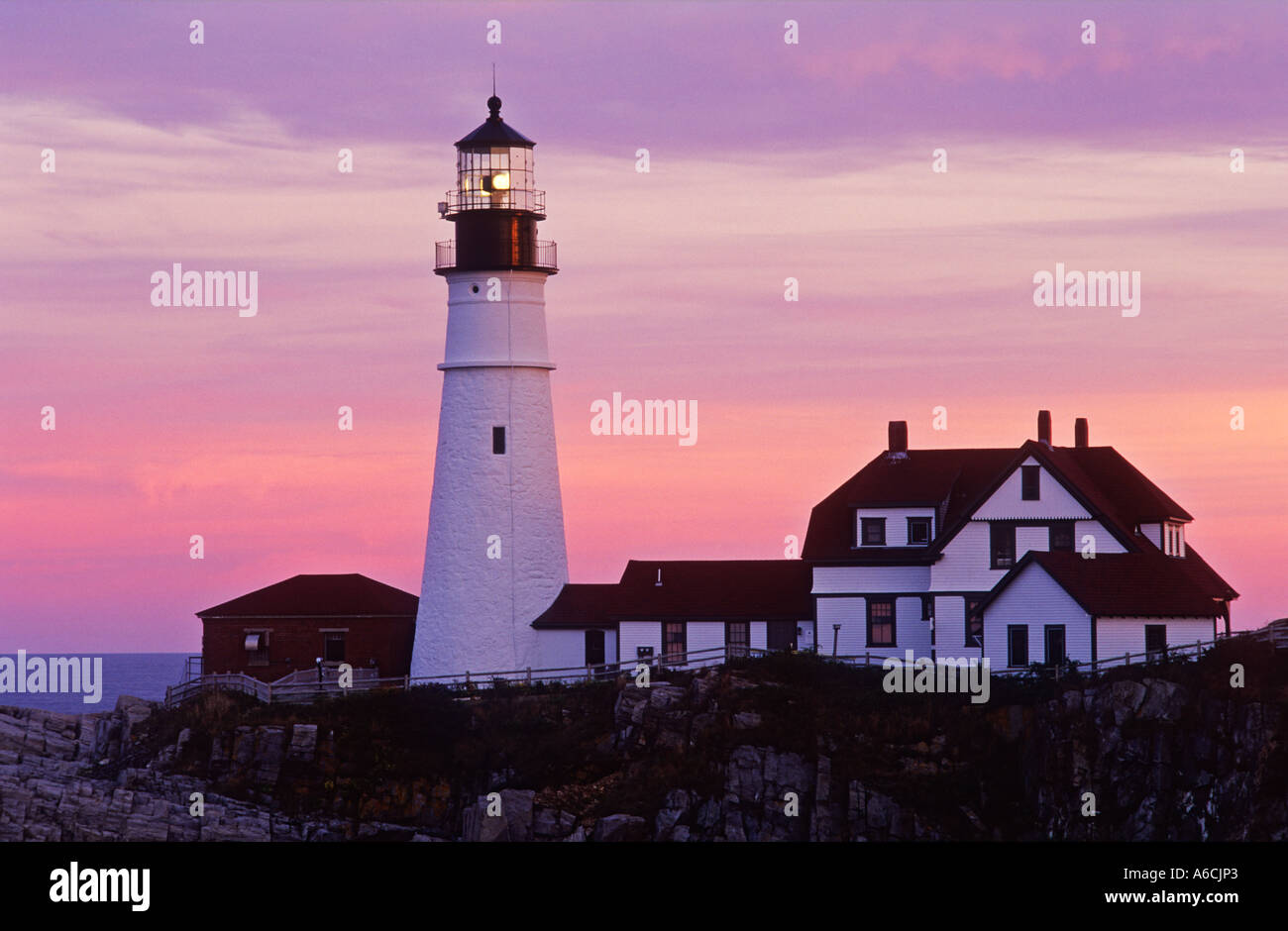 USA Maine Cape Elizabeth Portland Head Lighthouse View of lighthouse ...