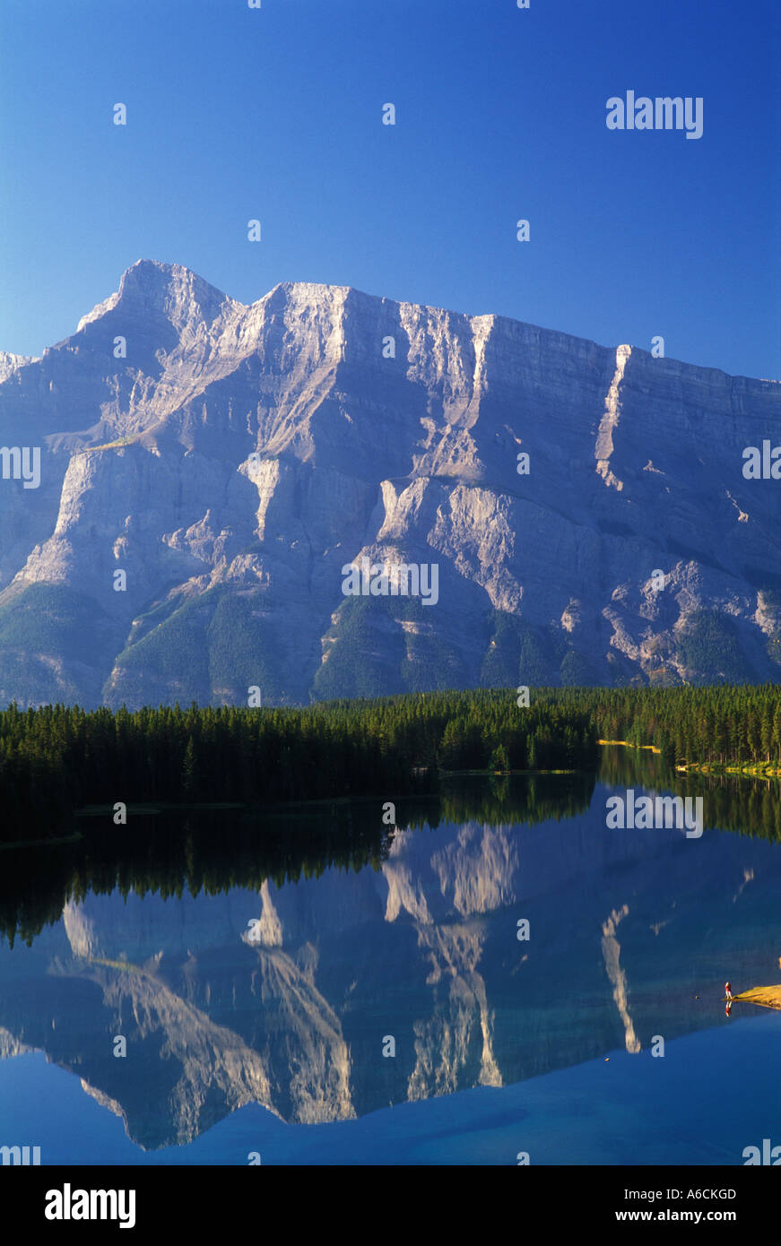 Canada Alberta Banff Banff National Park Mount Rundle viewed from Two ...