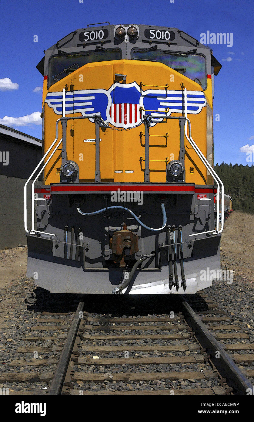 Train on railway tracks Stock Photo - Alamy