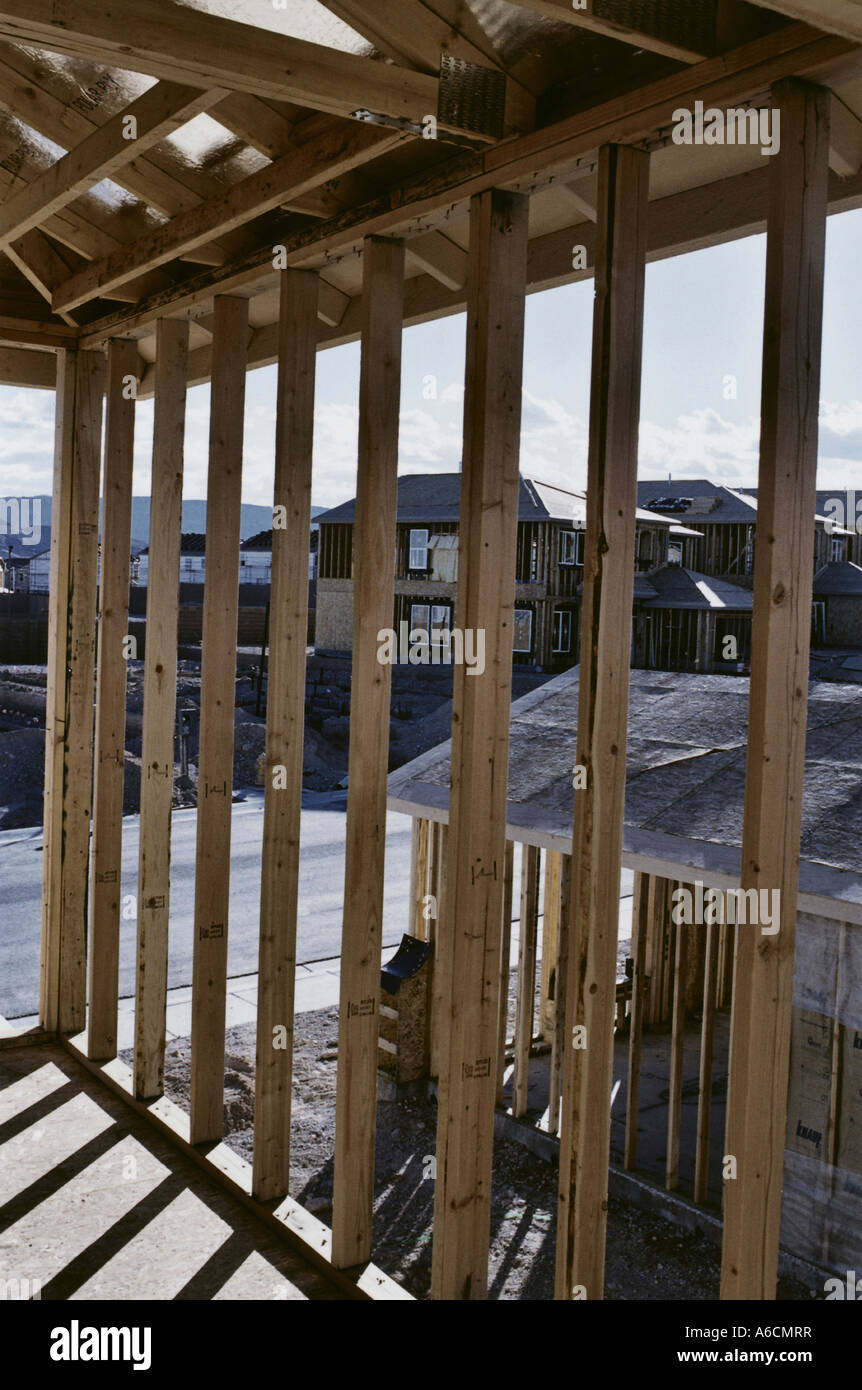 Wooden framework of a house under construction Stock Photo - Alamy