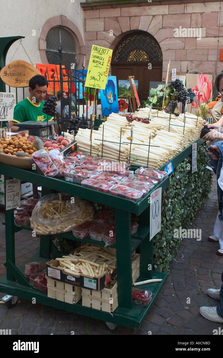 Vegetable market stall in the pedestrian area Heidelberg Germany Stock ...