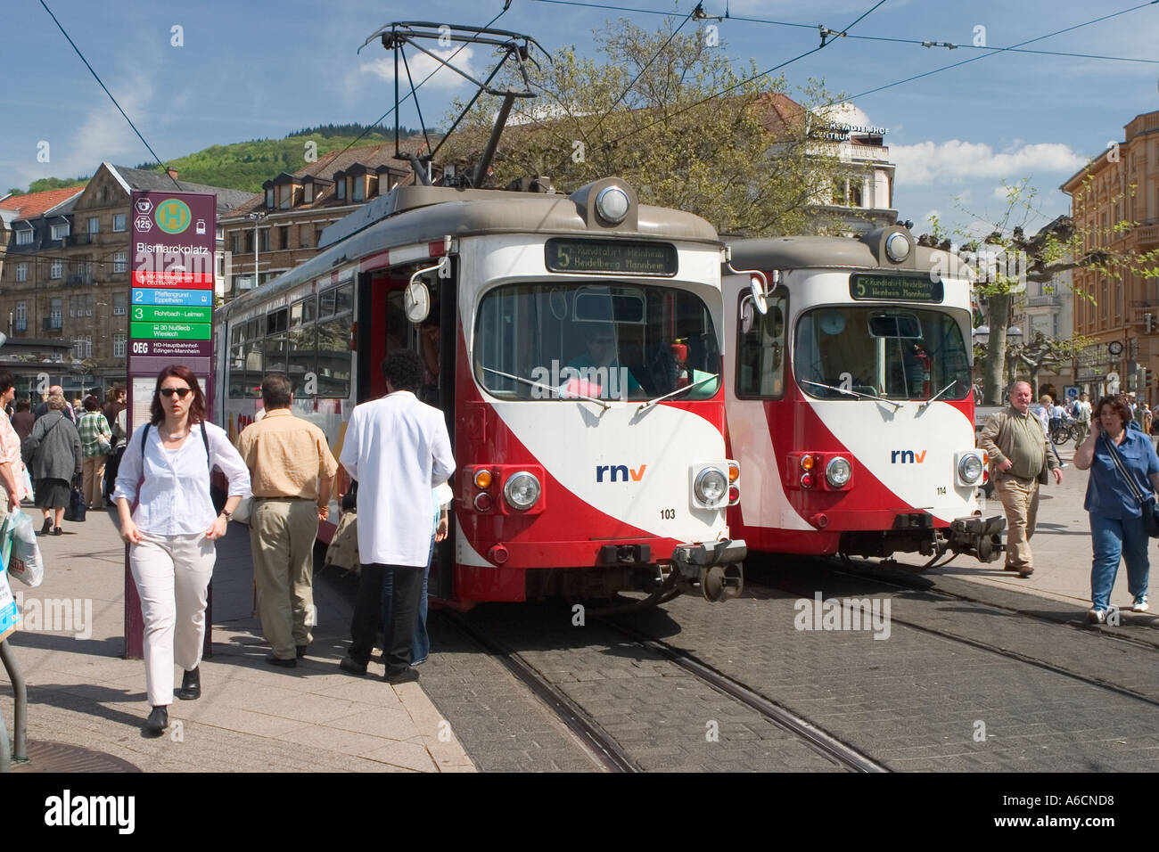 Trams at Bismarkplatz in Heidelberg Germany Stock Photo - Alamy