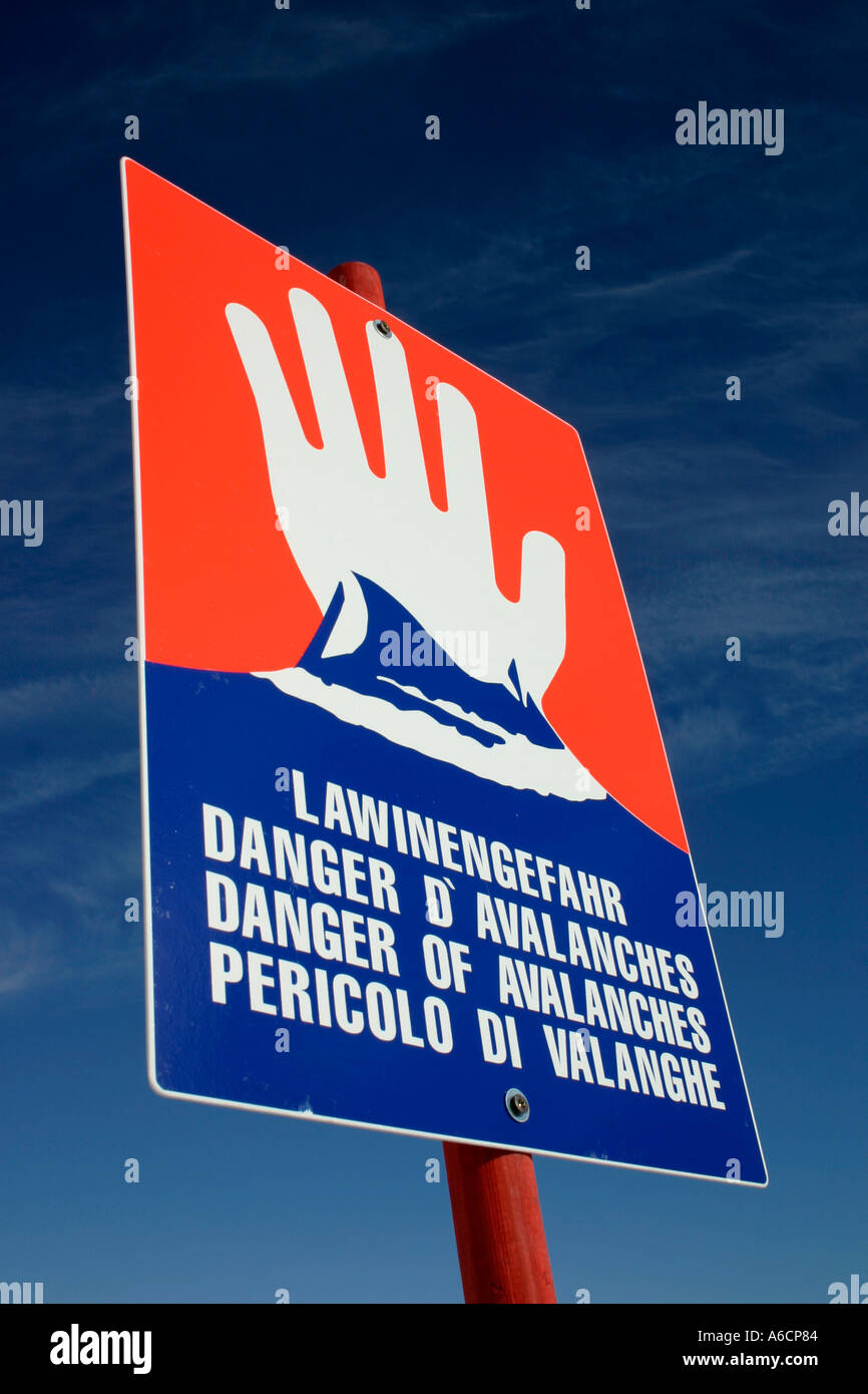 Avalanche warning sign Stock Photo - Alamy