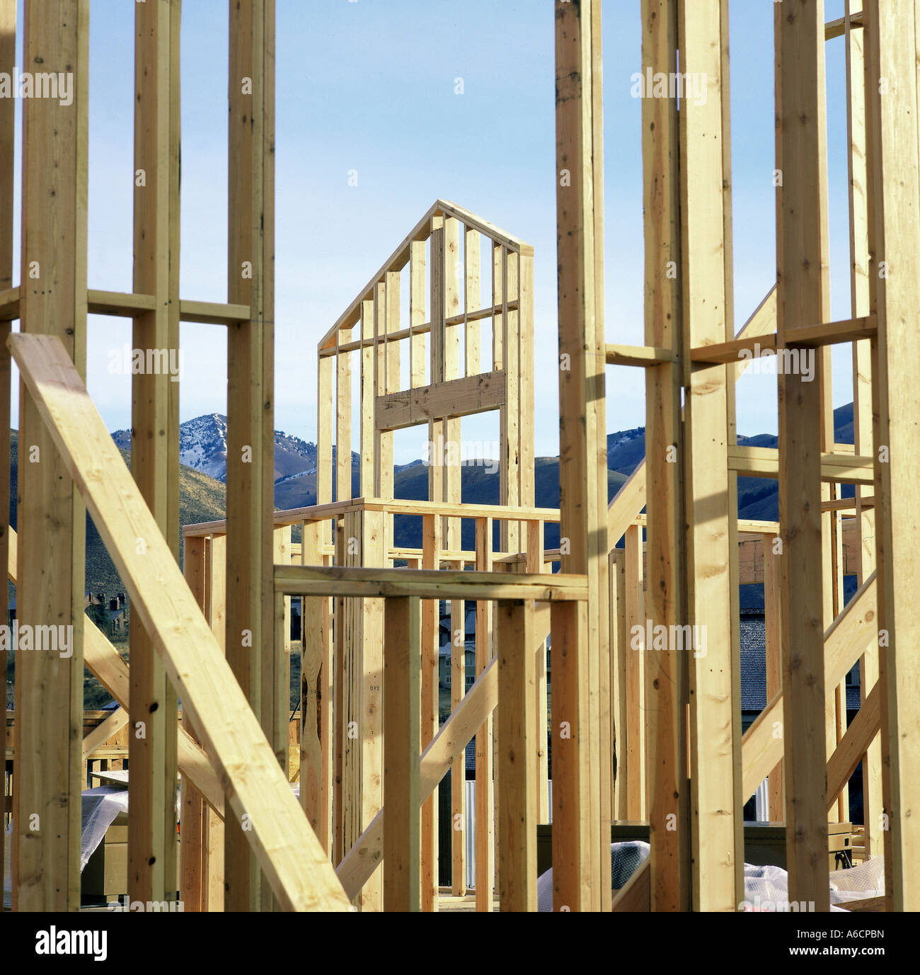 Wooden framework of a house under construction Stock Photo - Alamy