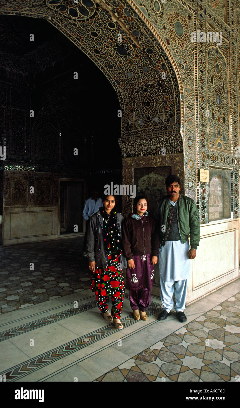 Pakistan Punjab Lahore Lahore Fort visitors in the Shish Mahal Palace ...