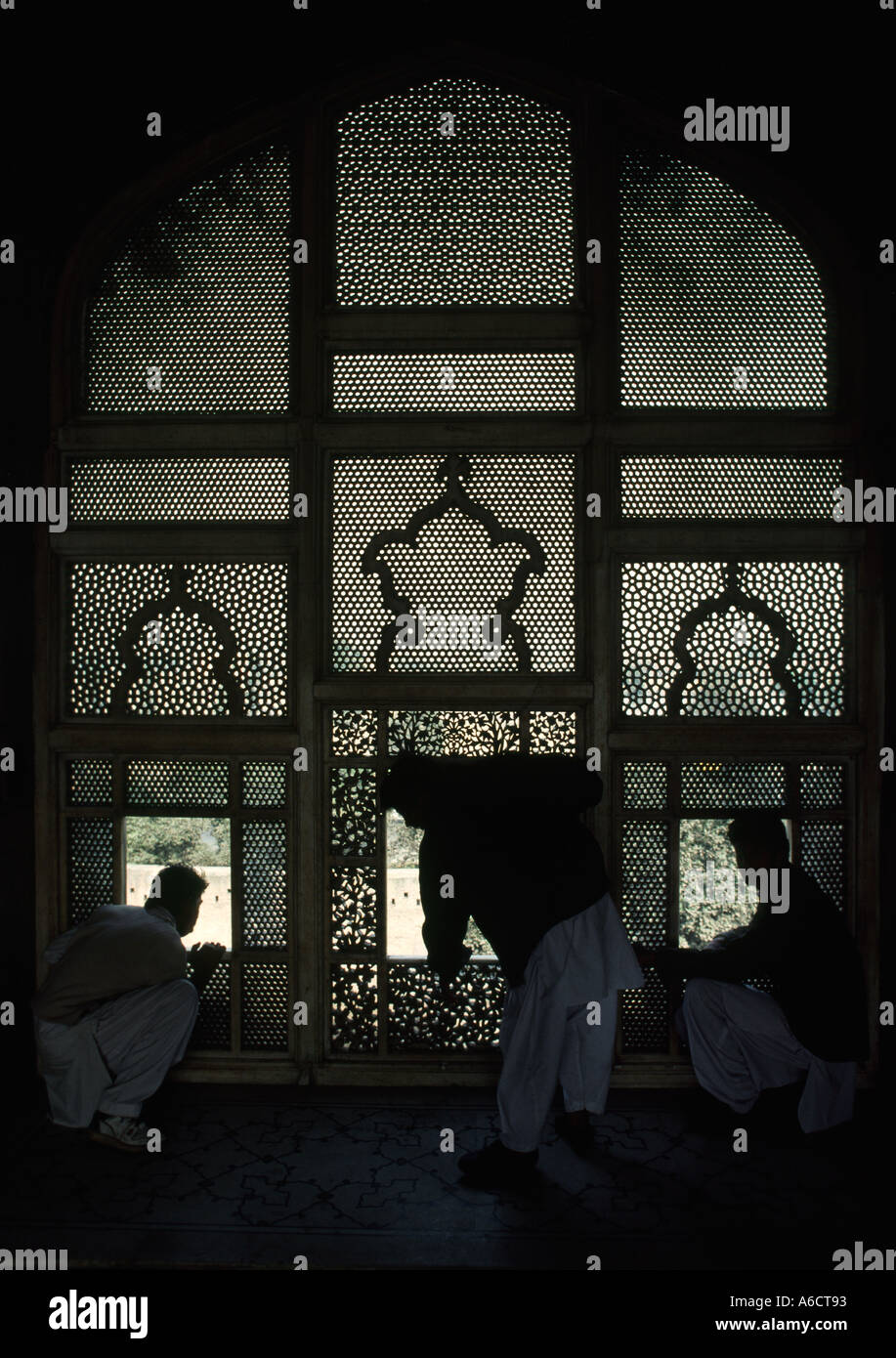 Pakistan Punjab Lahore Fort pierced stone window in the Shish Mahal ...