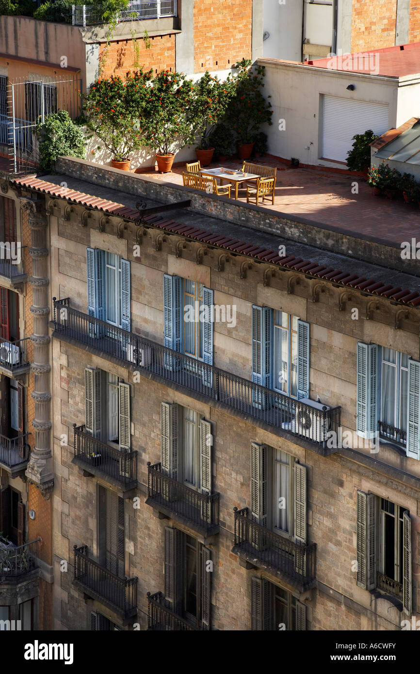 Rooftop Patio on Apartment Building, Barcelona, Spain Stock Photo - Alamy