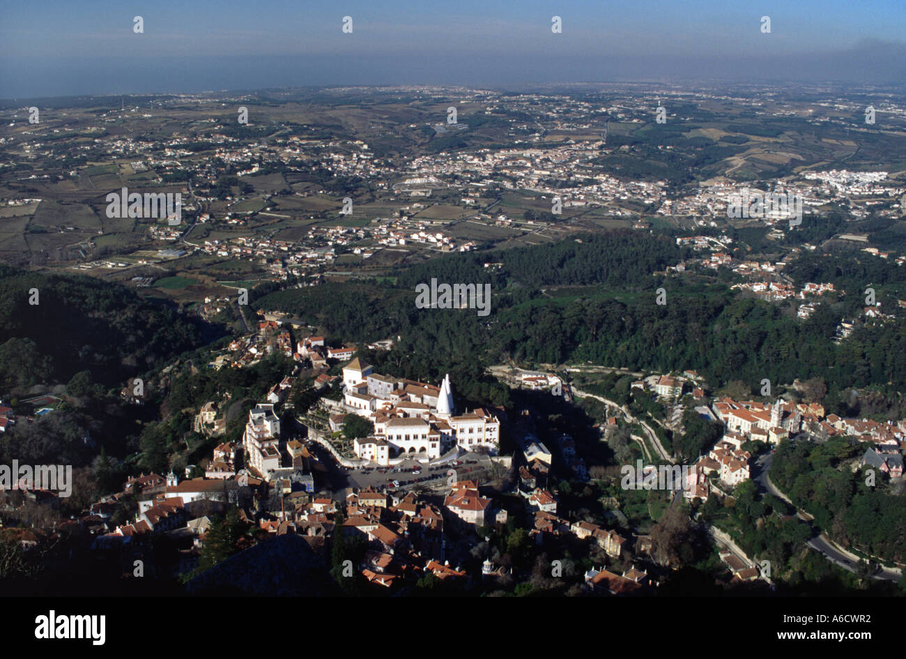 Historic SINTRA with the NATIONAL PALACE at its center is located a ...