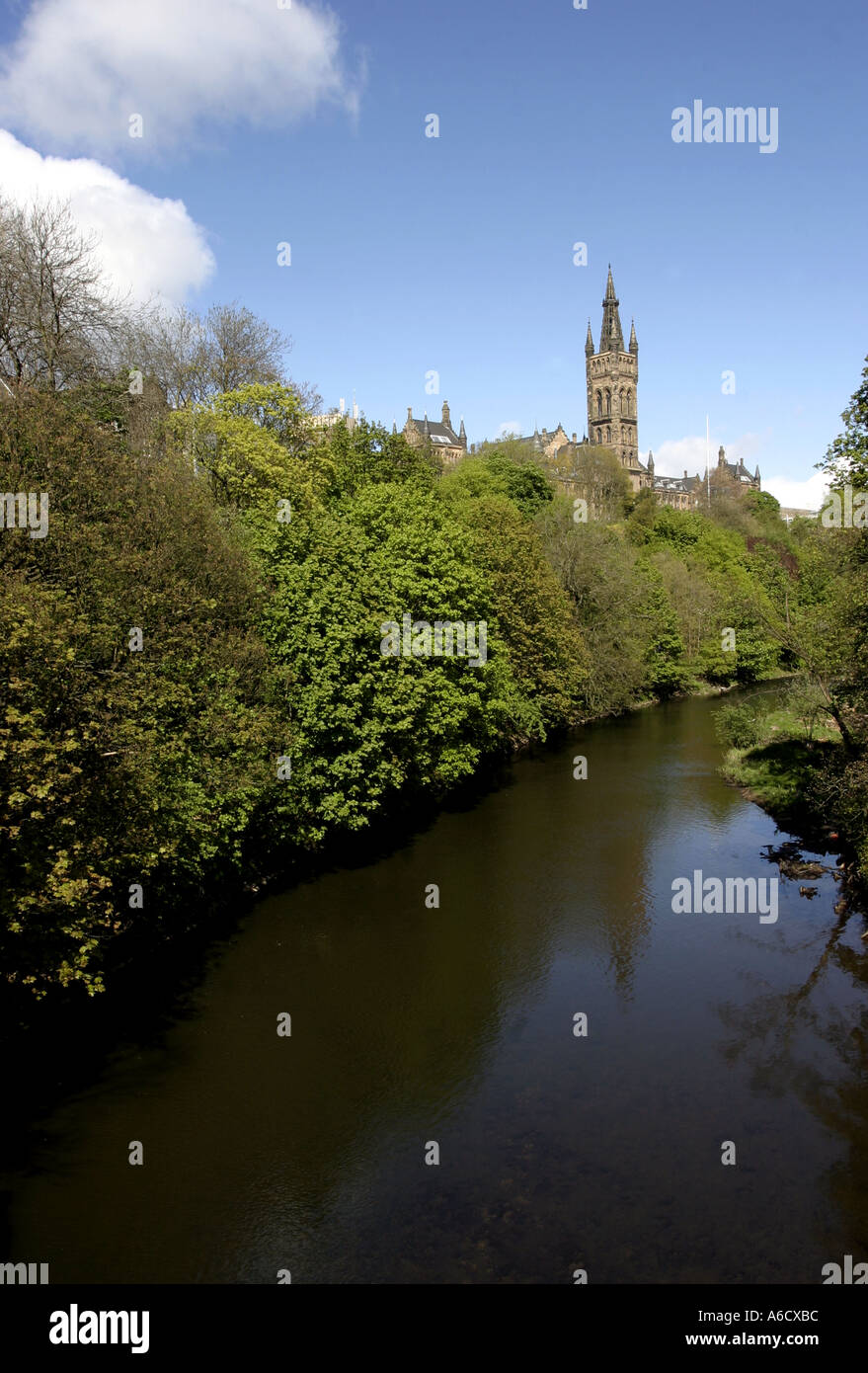 Glasgow University and the River Kelvin in Kelvingrove Park Glasgow ...