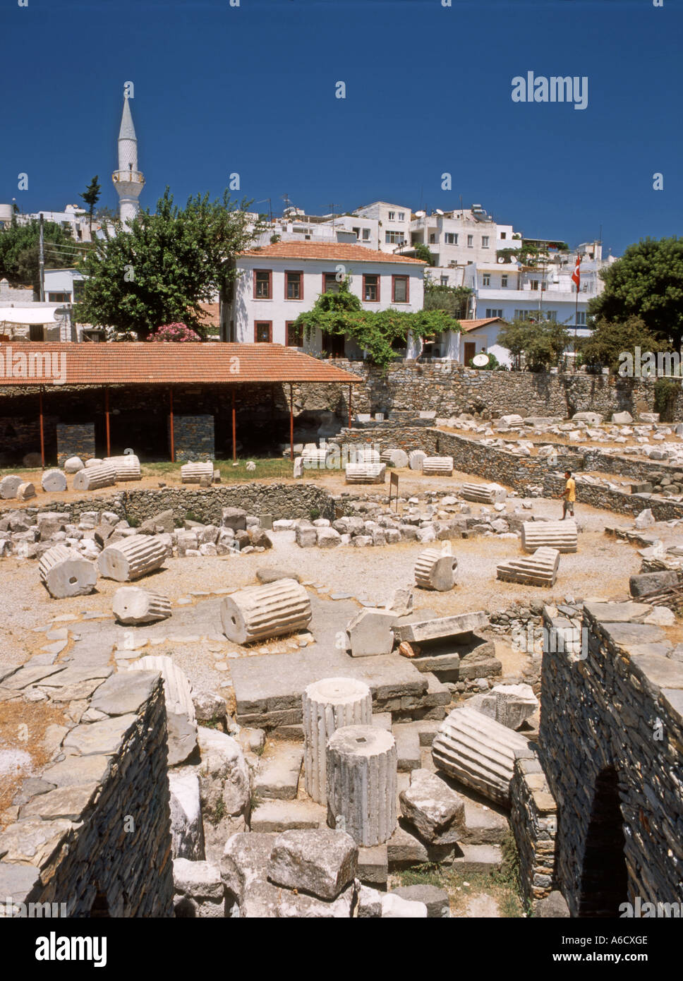 Bodrum, Aegean Coast, Turkey. Ruins of the Mausoleum or Tomb of ...