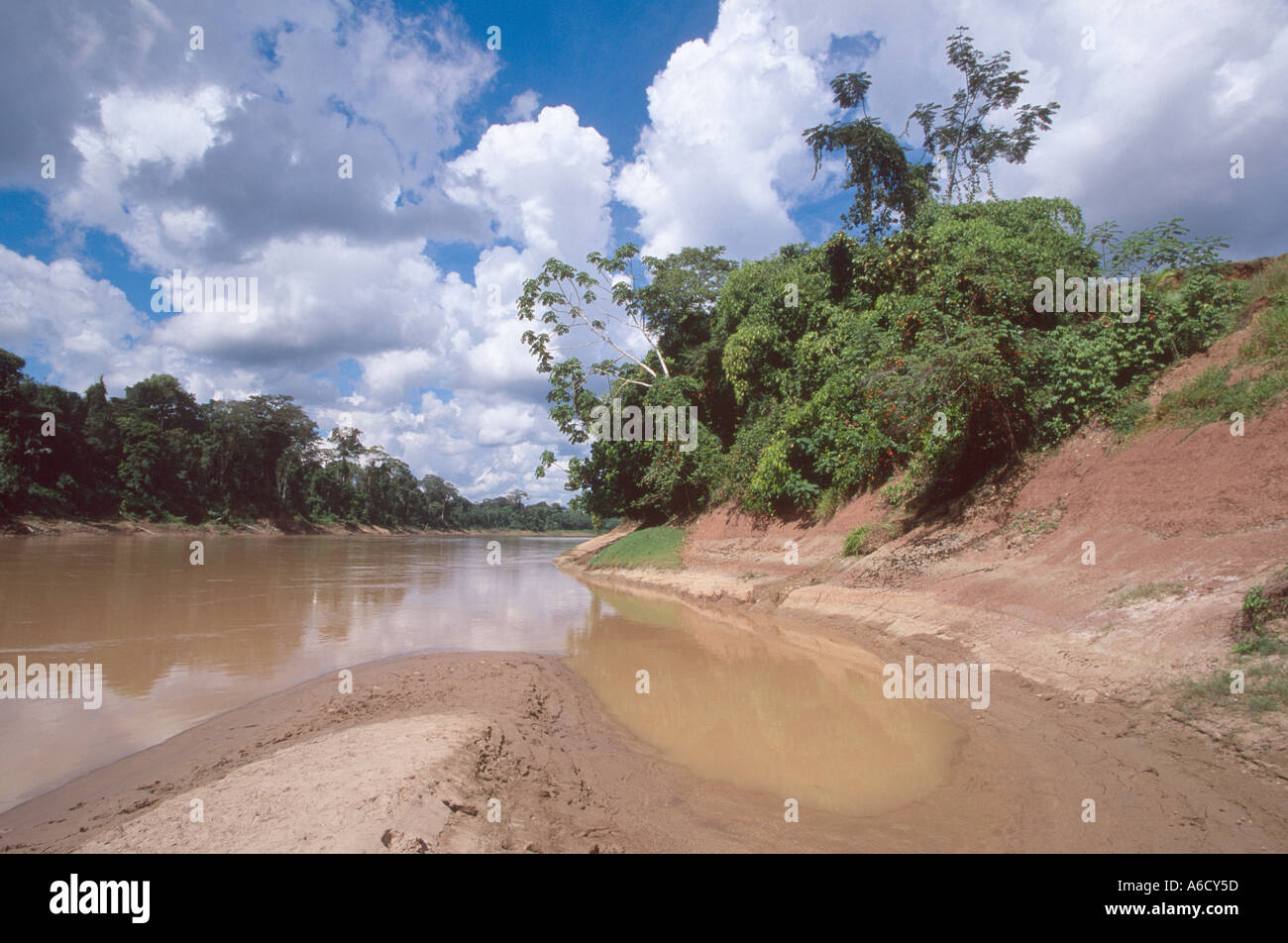 View of the Purus river in the Amazon rainforest showing clouds ...