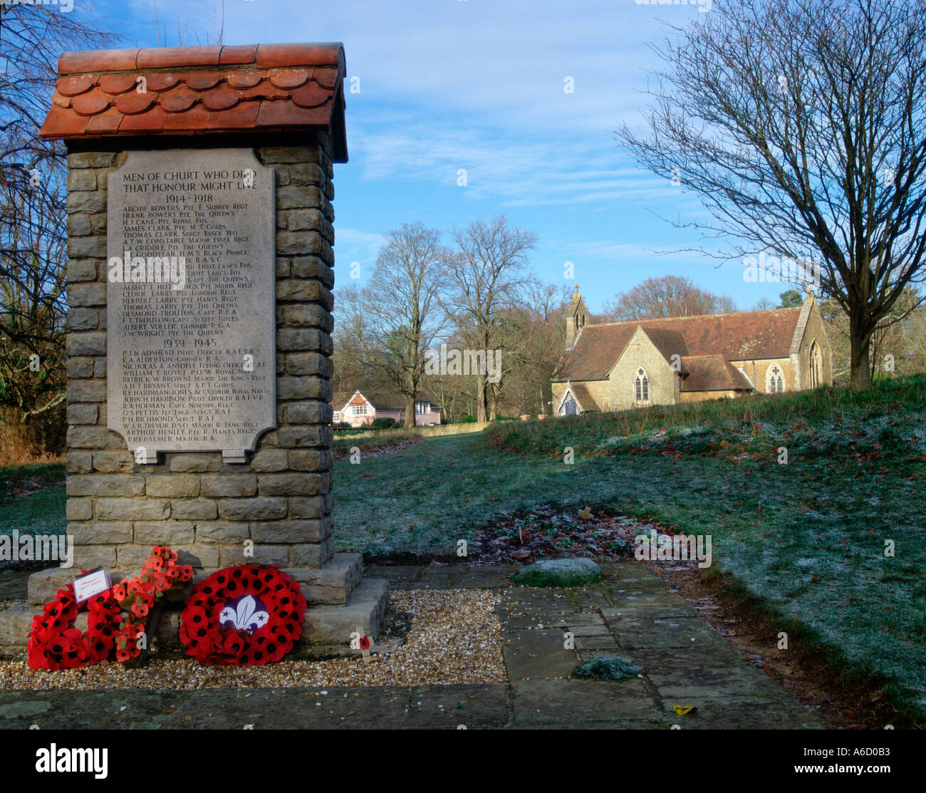First World War Memorial and Church at Churt Surrey UK england britain ...