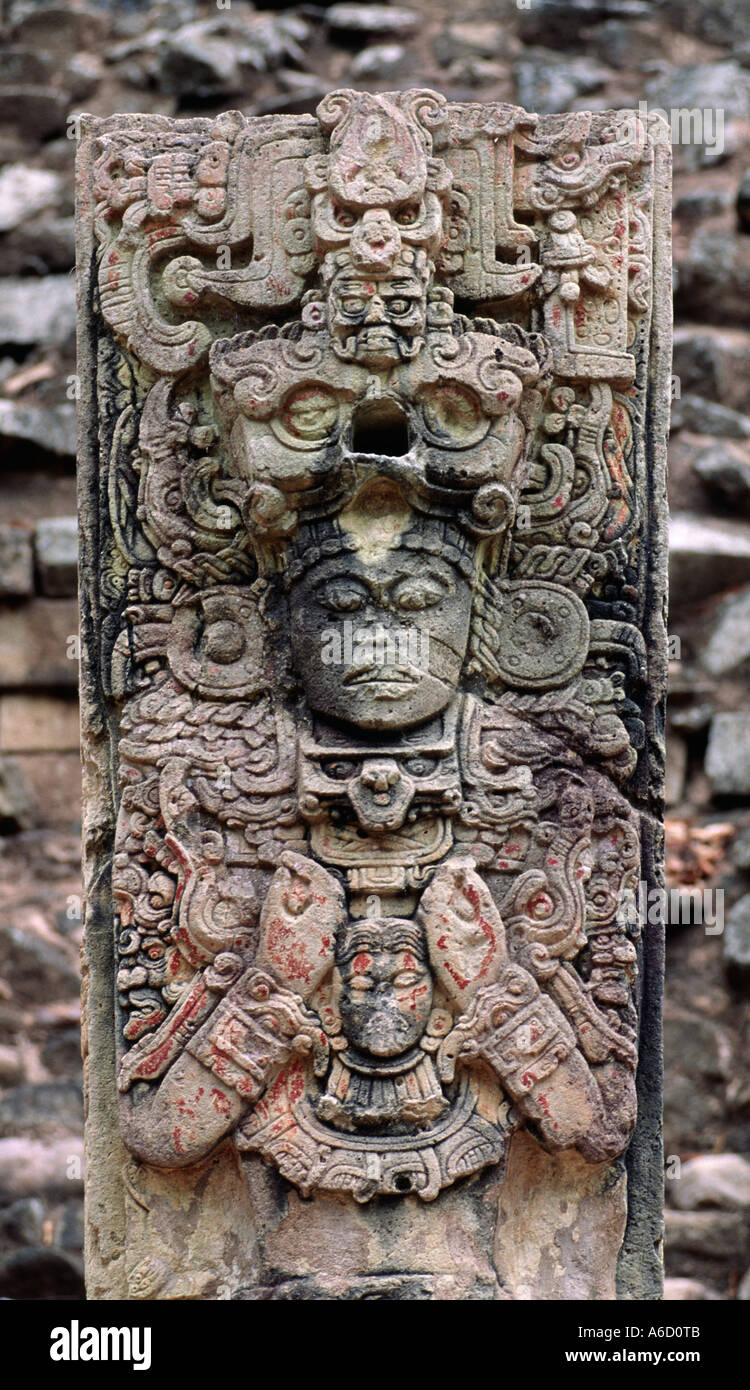 A MAYAN RULER with elaborate HEADDRESS depicted on beautifully carved ...