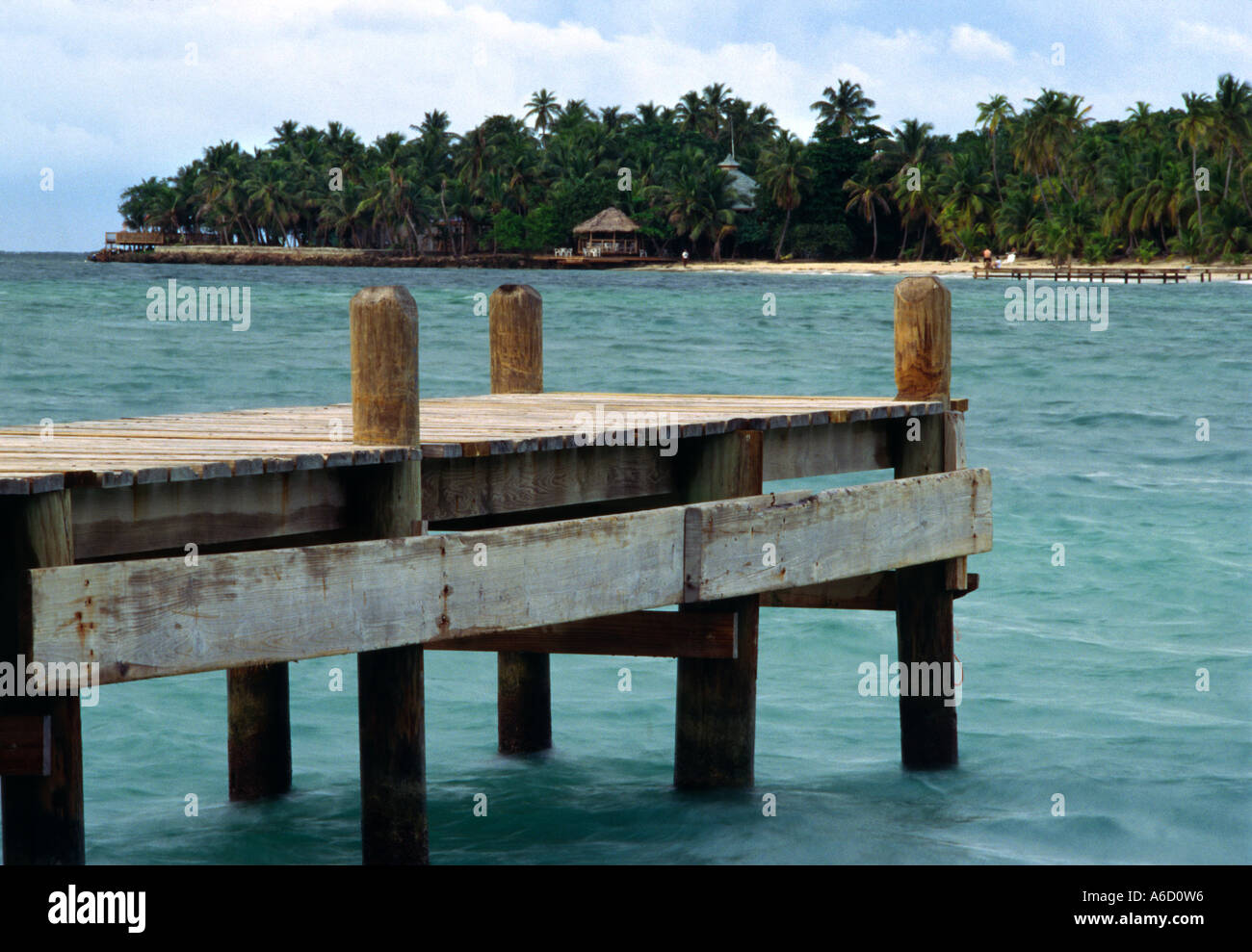 DOCK extending into aquamarine CARIBBEAN SEA from WEST END BEACH BAY ...