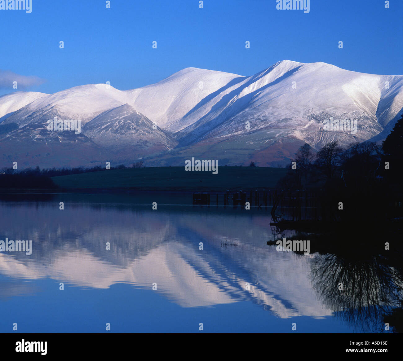 Skiddaw Mountains and Derwent Water Lake District National Park Cumbria ...