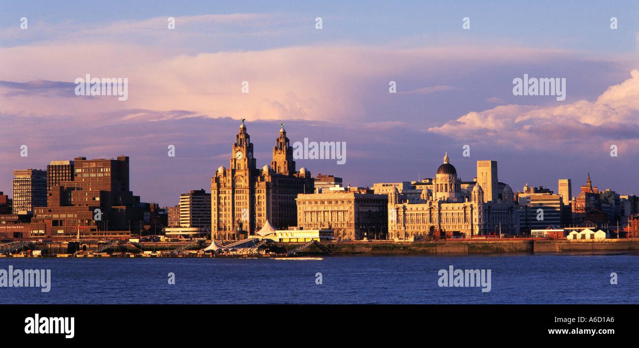 Liverpool Skyline and River Mersey England Stock Photo - Alamy
