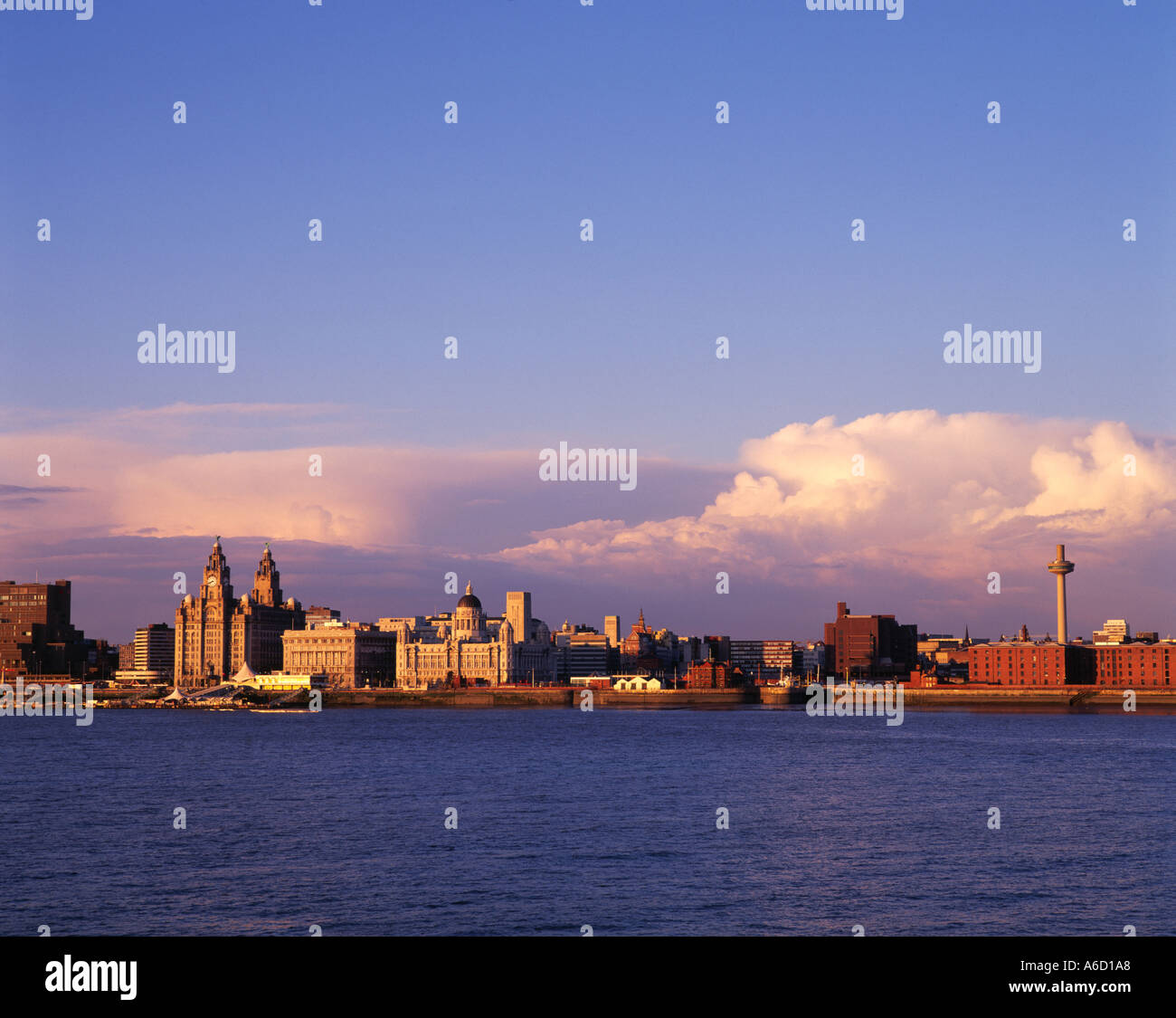Liverpool Skyline and River Mersey England Stock Photo - Alamy