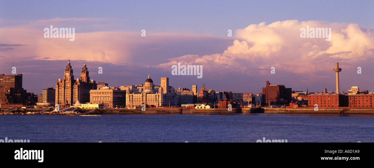 Liverpool Skyline and River Mersey England Stock Photo - Alamy