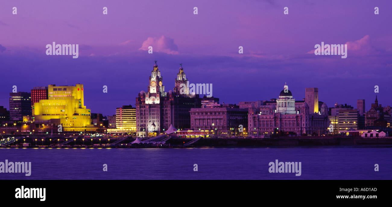 Liverpool Skyline and River Mersey England Stock Photo - Alamy