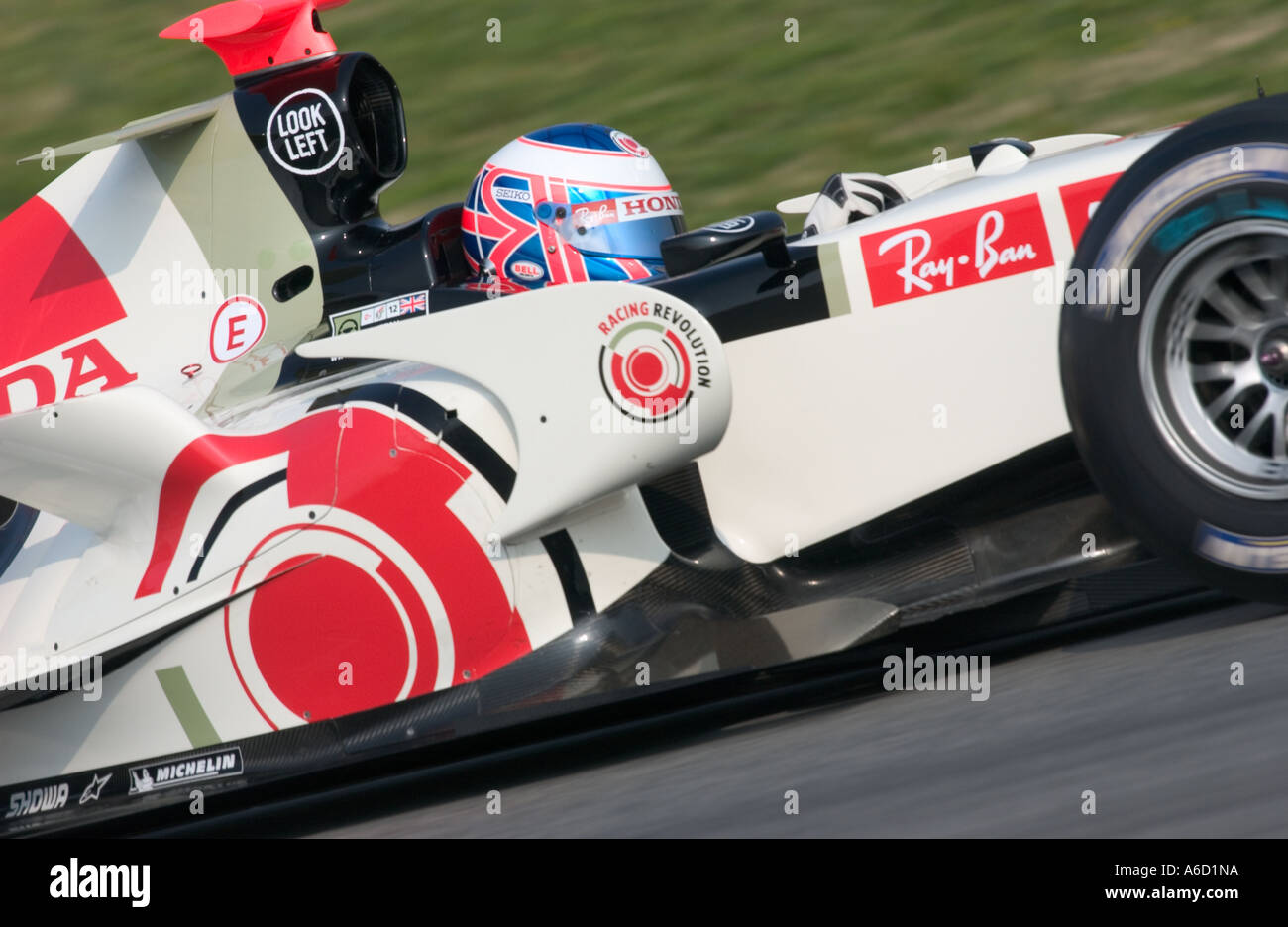 Formula 1 driver Jenson Button GBR in his BAR Honda racing car at the ...
