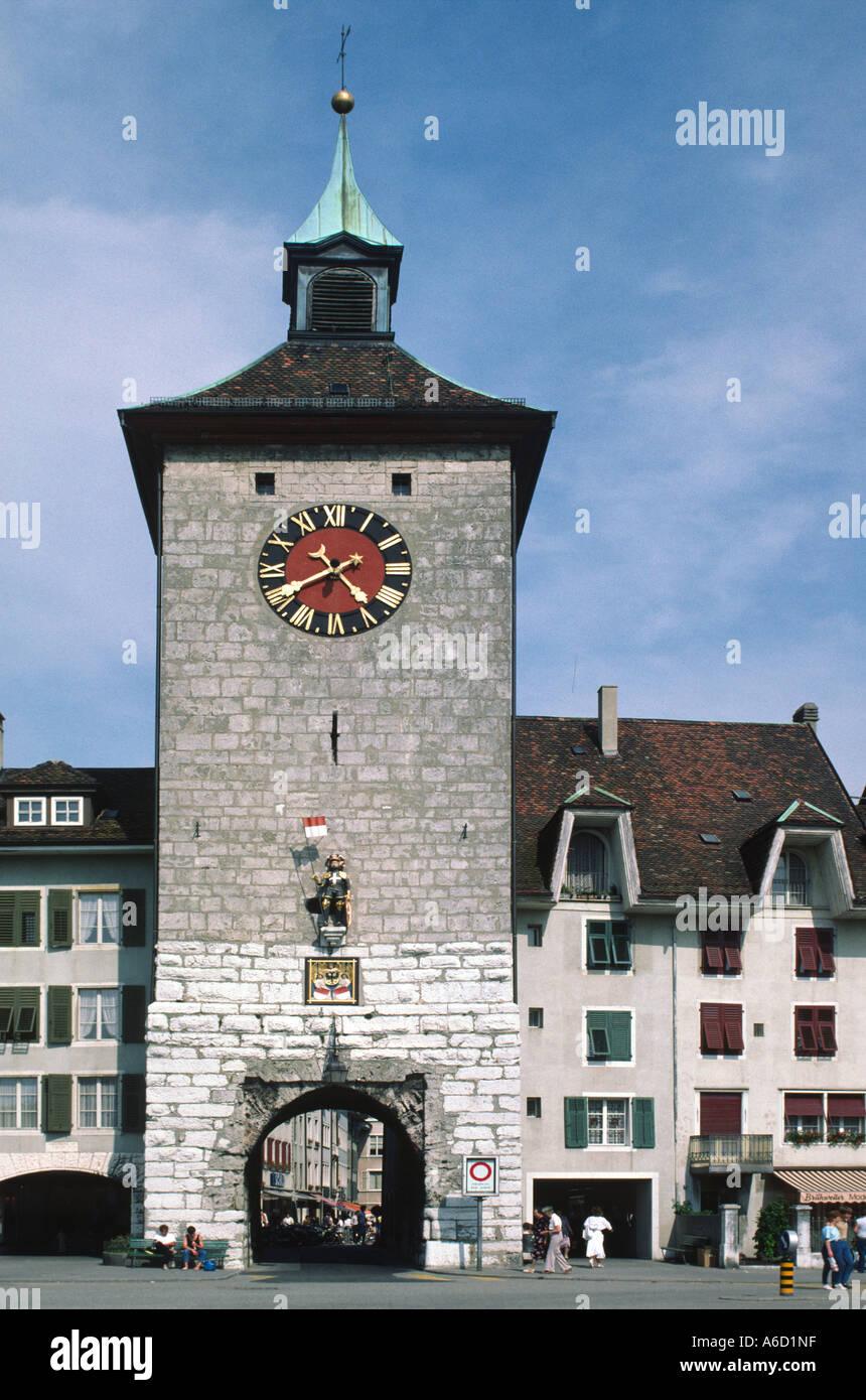 CLOCK TOWER leading to the historical section of the town SWITZERLAND ...