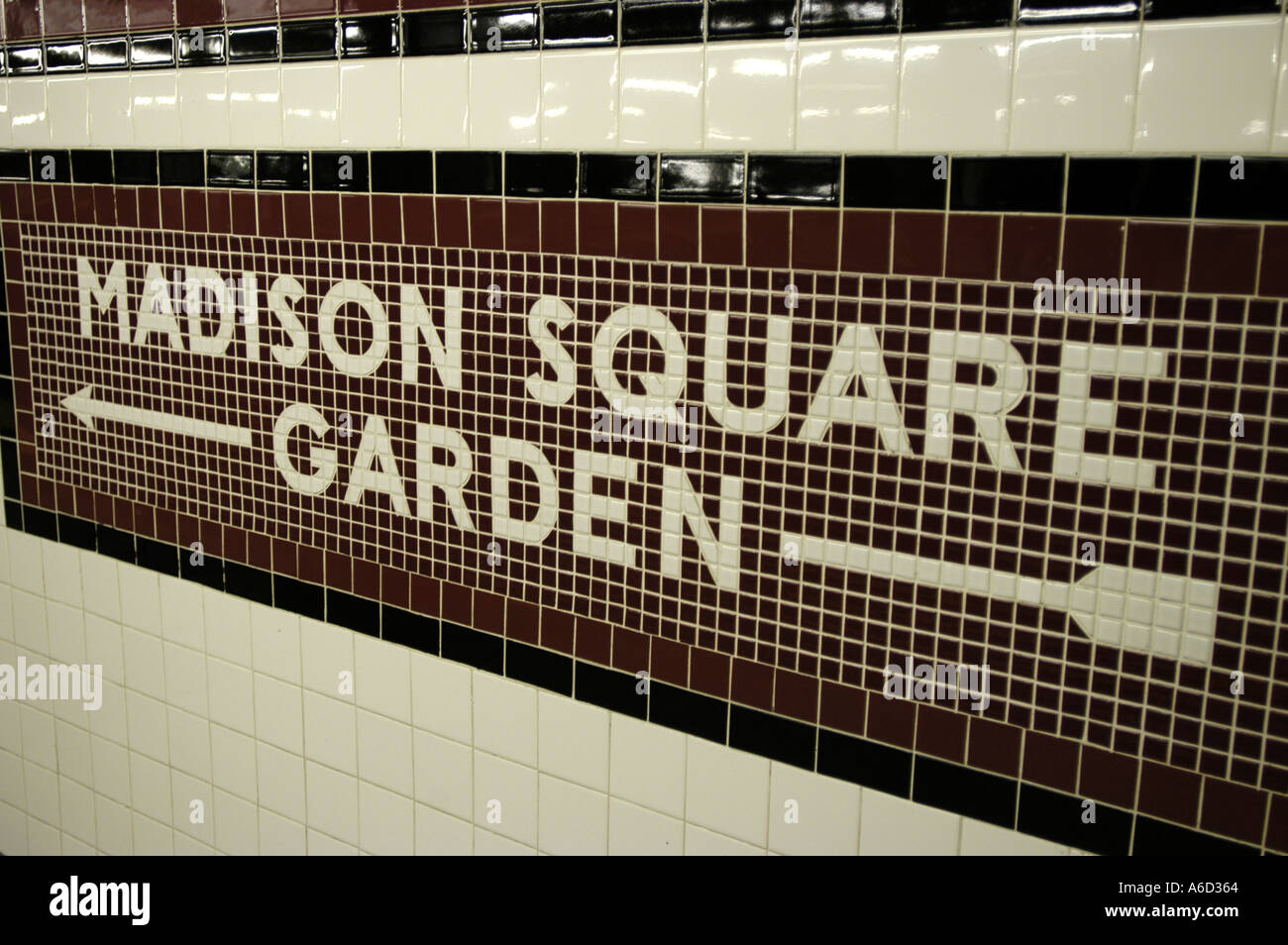 Madison square garden sign on tiles Stock Photo - Alamy