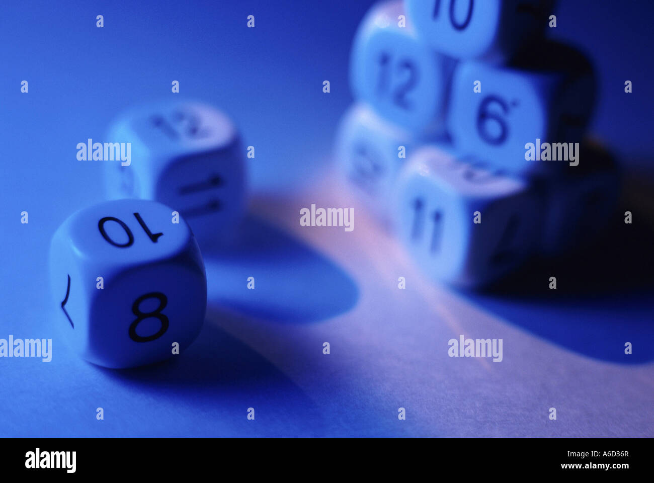 Close-up of stack of numbered dice Stock Photo - Alamy