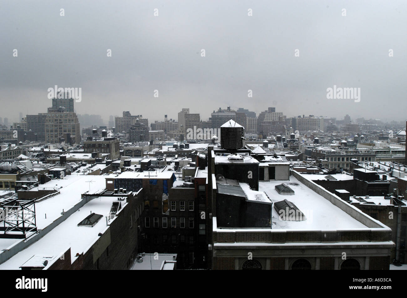 NY roof rooftops Skyline Winter Manhattan horizontal Stock Photo - Alamy