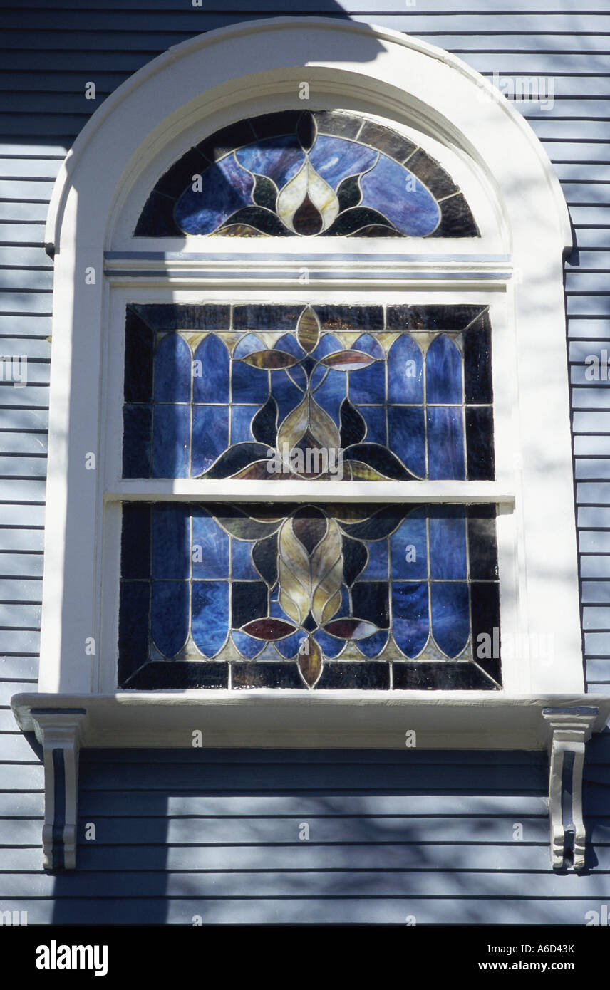 Stained glass window on a building Stock Photo - Alamy
