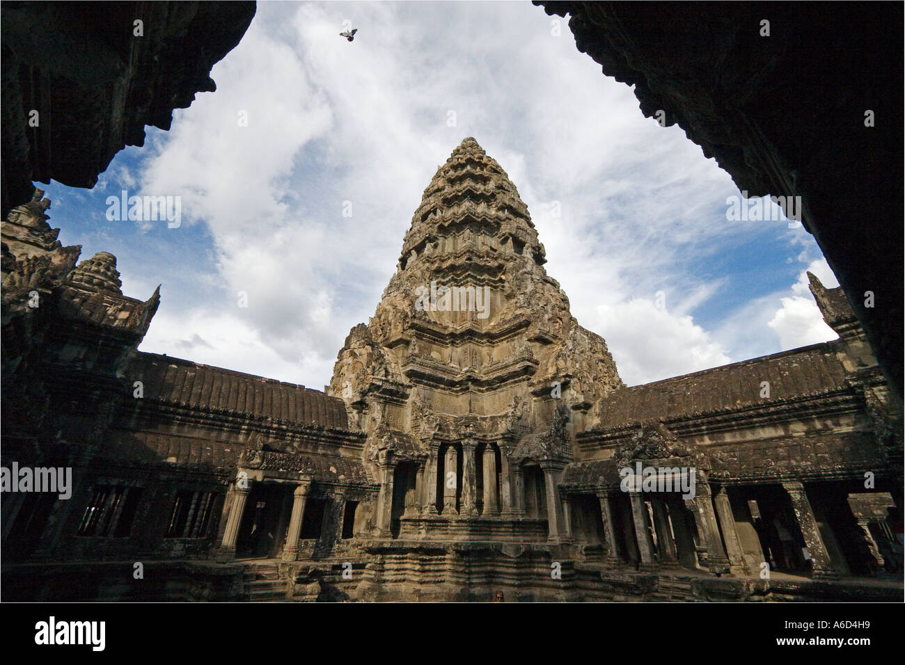 Stone temple representing the central peak of Mount Meru at Angkor Wat ...