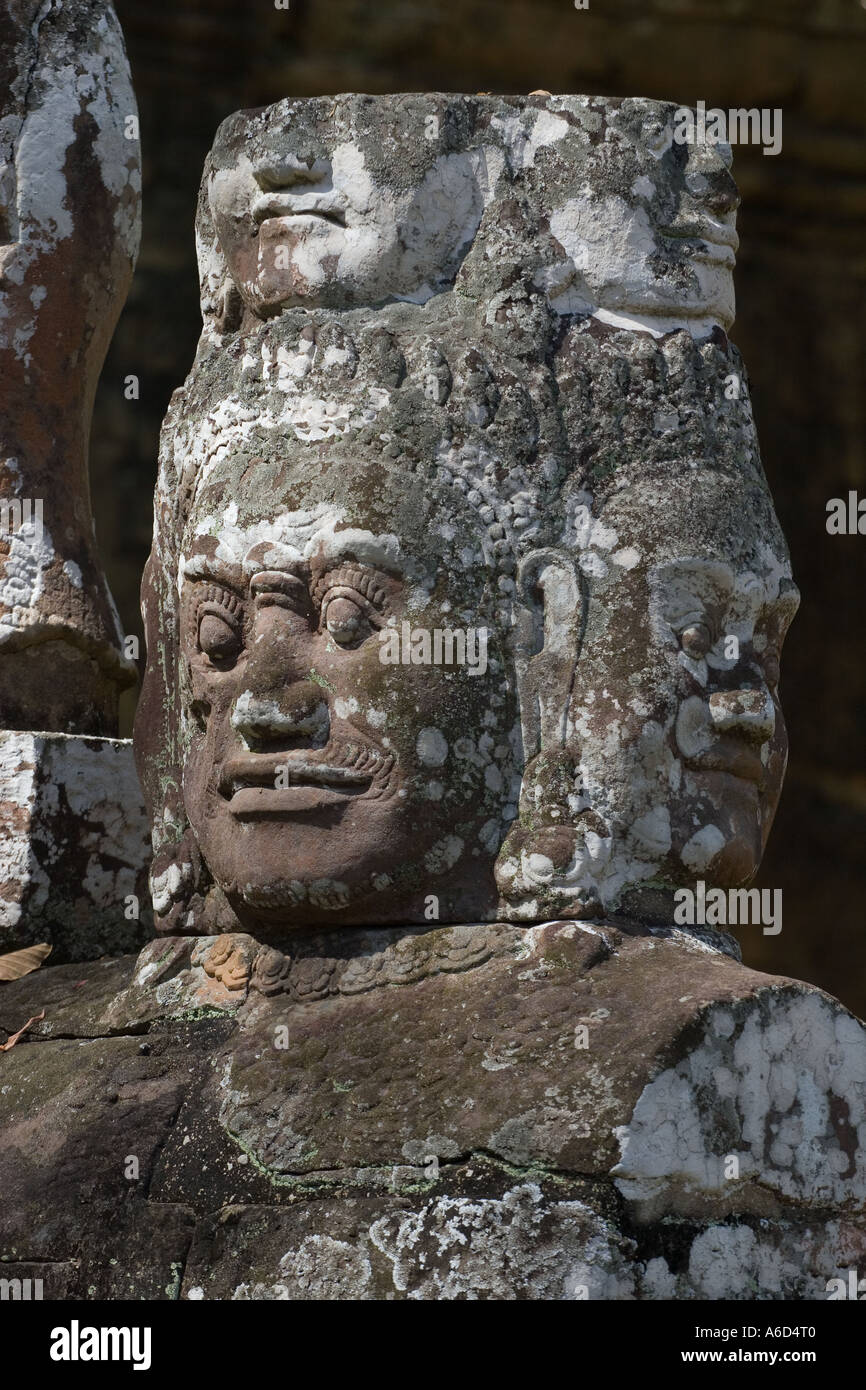 Multi headed Asura at the South Gate entrance into the Angkor Thom ...