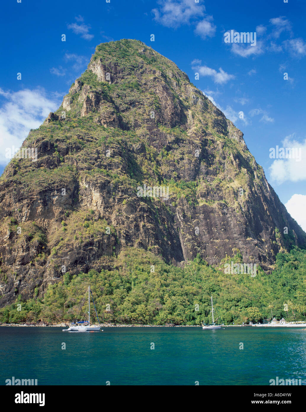 Low angle view of a mountain, Petit Piton, Soufriere, St. Lucia Stock ...