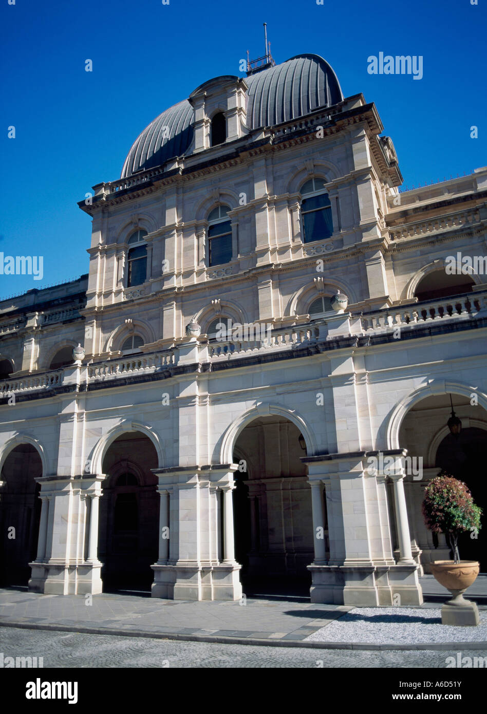 Low angle view of a government building, Parliament Building, Brisbane ...