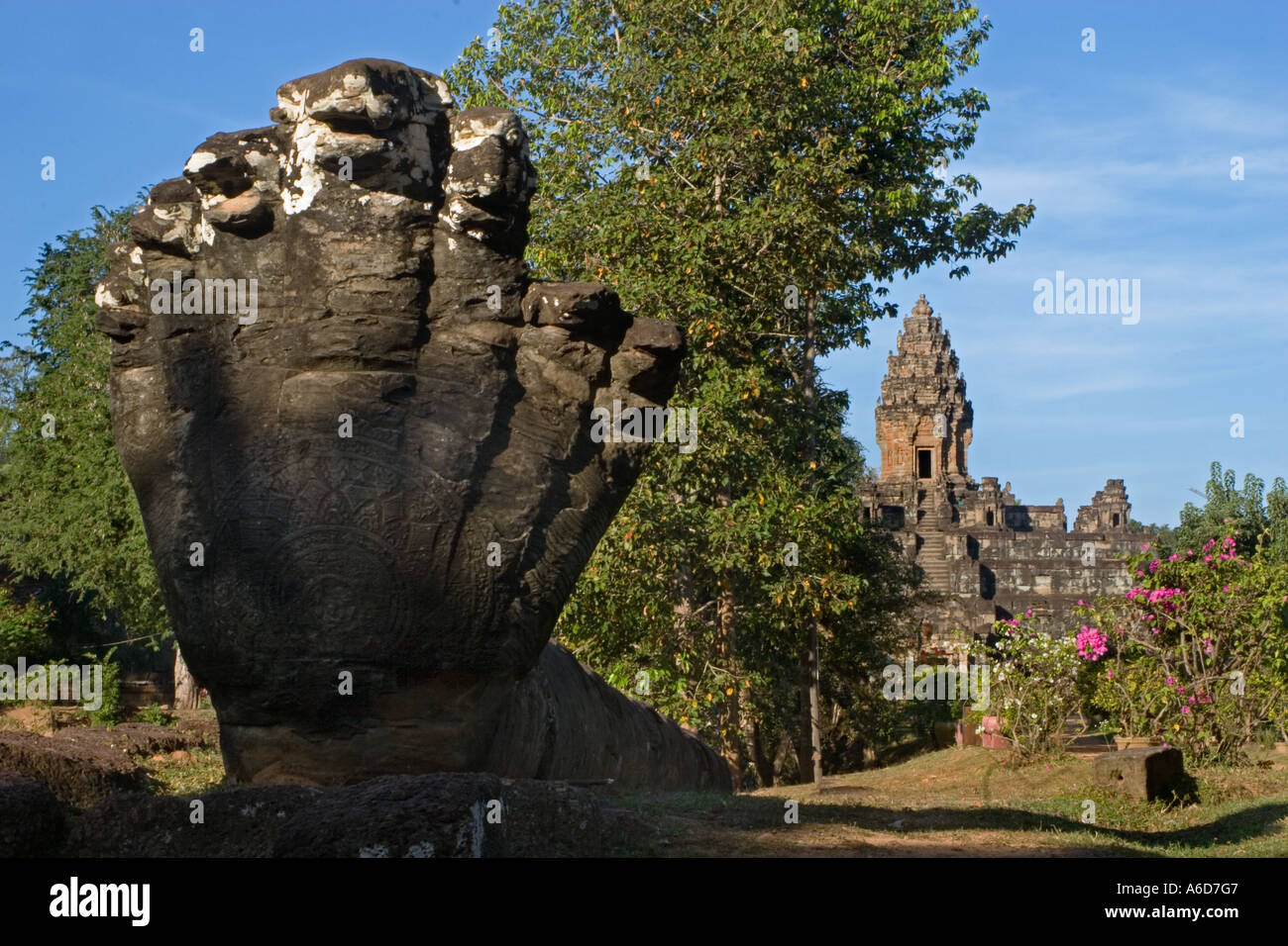 Naga bridge at Bakong the 9th century state Hindu temple of Indravarman ...