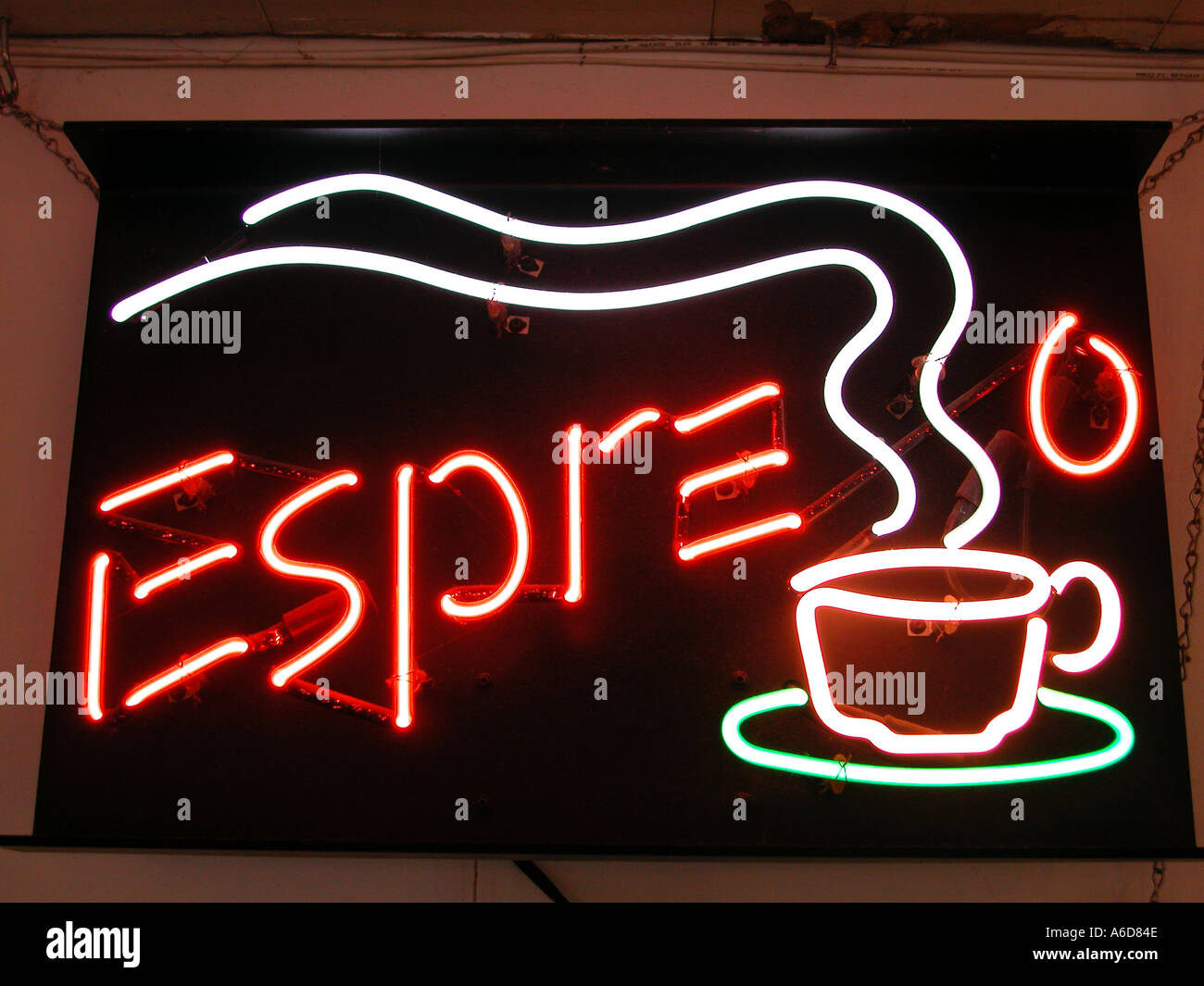 Espresso sign in a roadside restaurant Stock Photo - Alamy
