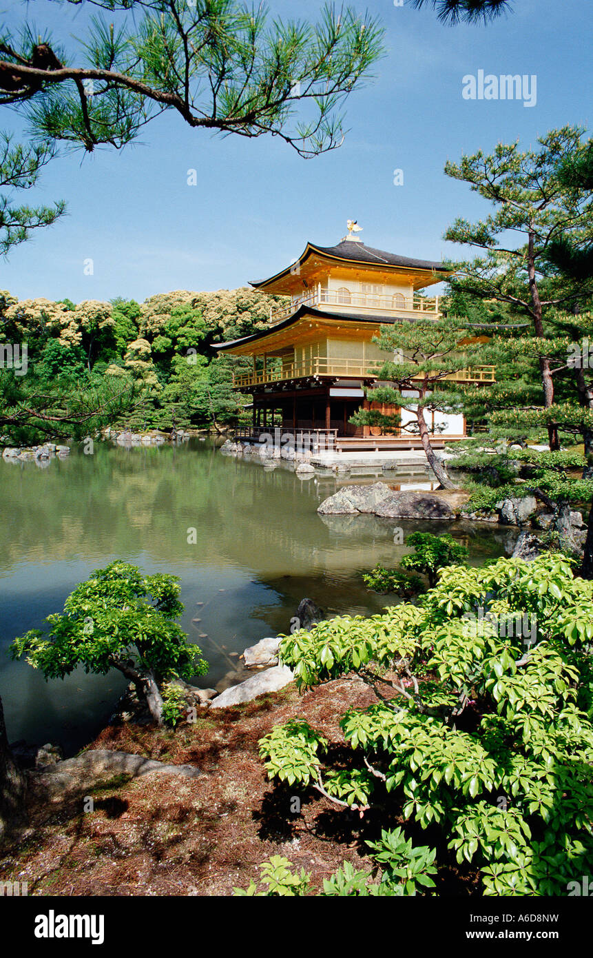 Temple on the waterfront, Kinkaku-Ji Temple, Kyoto, Japan Stock Photo ...