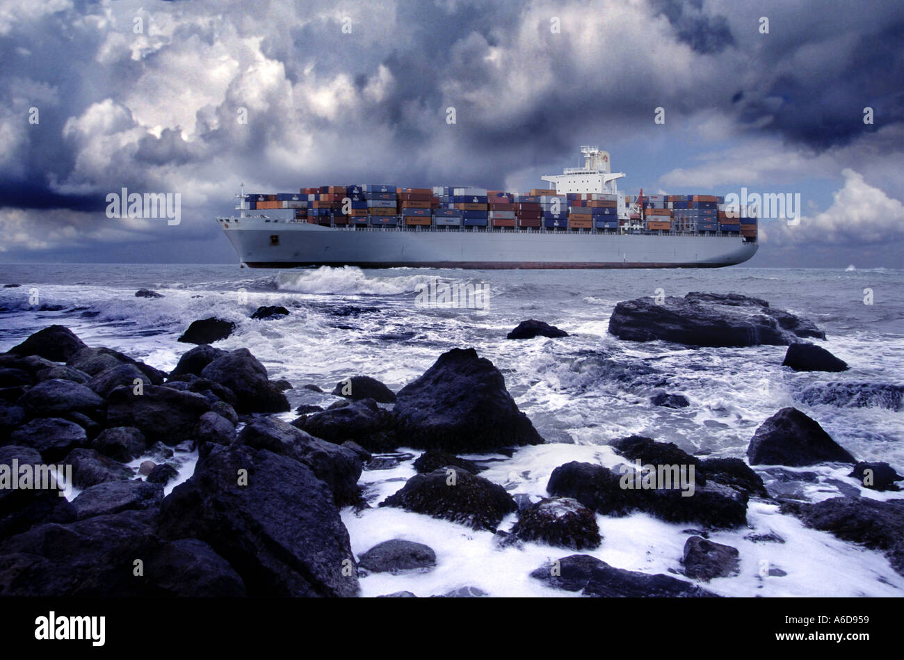 Container Ship, treacherous, Coast ,Isle of Wight ,United Kingdom Stock ...